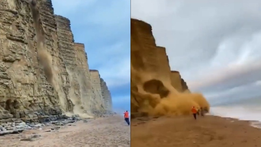 Video de terror: Acantilado se derrumbó en cuestión de segundos y casi ...