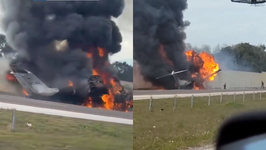 VIDEOS: Pánico en Florida, avioneta se estrelló cerca de una autopista, hubo dos muertos